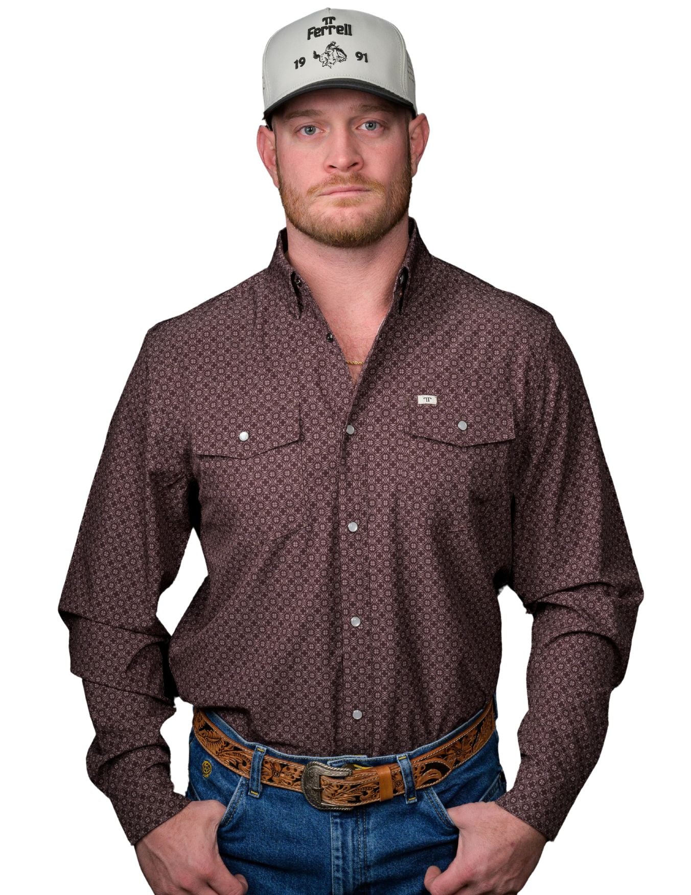 Ferrell Mens The Silas in Brown Long Sleeve Shirt – Texas Boot Company