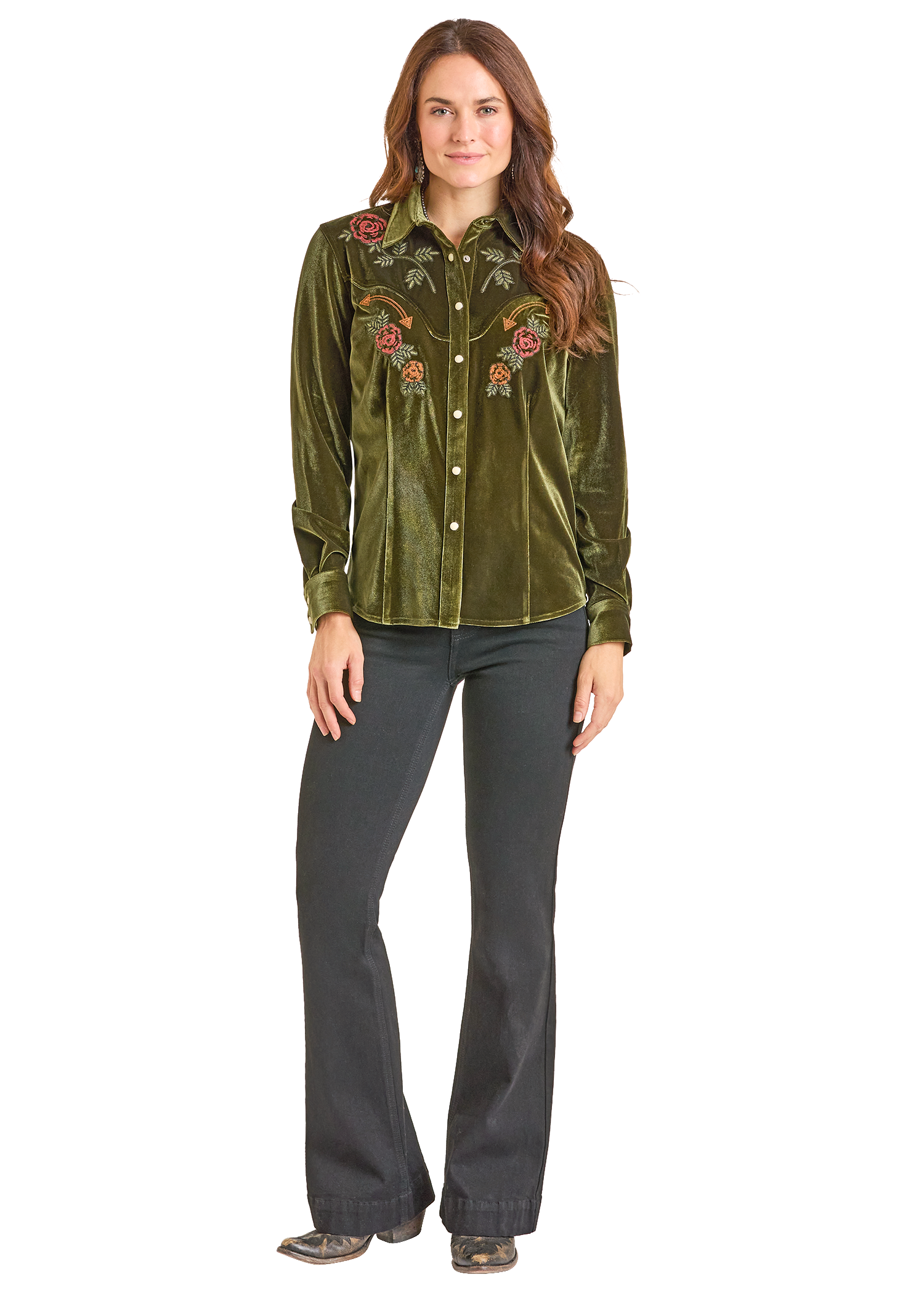 Panhandle Womens Velvet Embroidered Long Sleeve Shirt – Texas Boot Company